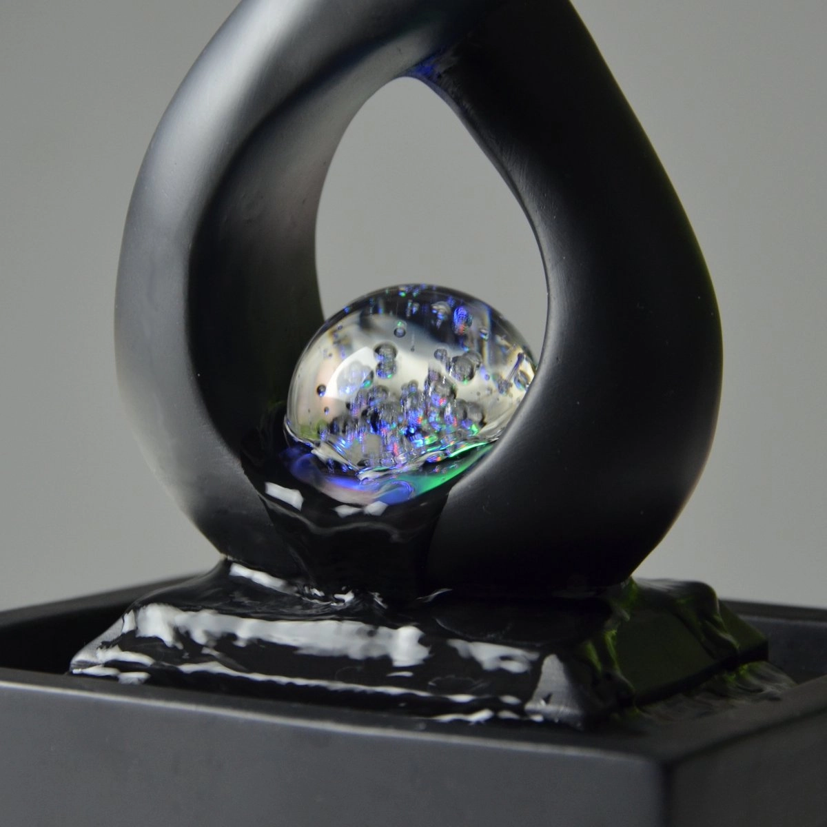 Waterornament voor in huis, fontein binnen, zwart, met licht