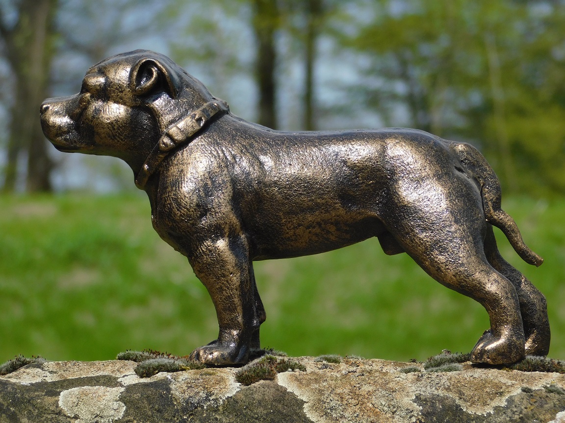 Figur Pitbull, Gartenstatue aus Gusseisen, Skulptur Hund, Haus- und ...