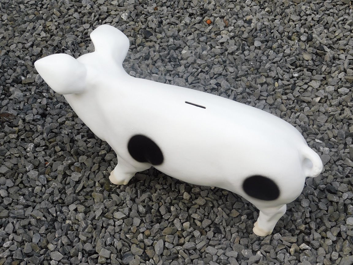 Fors spaarvarken - wit met zwarte stippen - polystone - houseandgarden ...