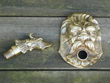 Waterloop voor muurfontein, waterspuwer met leeuwenrozet, messing 1/2 ...